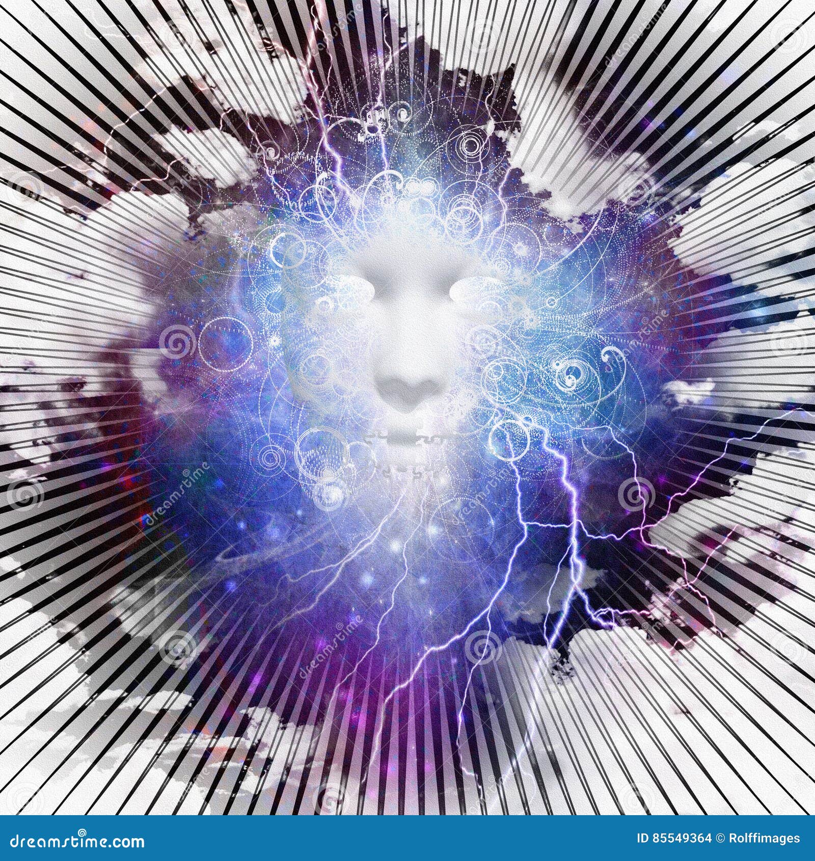 Face and energy stock illustration. Illustration of brain - 85549364