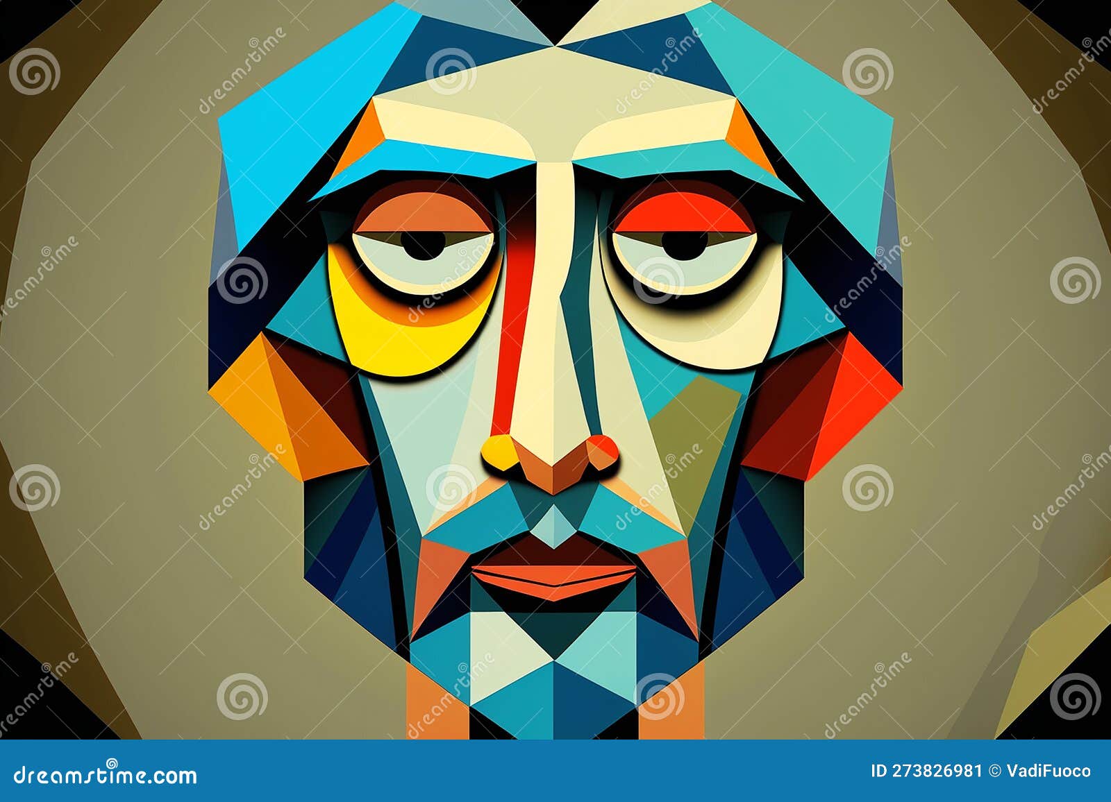 The Face of an Evil Man Made of Geometric Lines, a Cartoon Stock ...