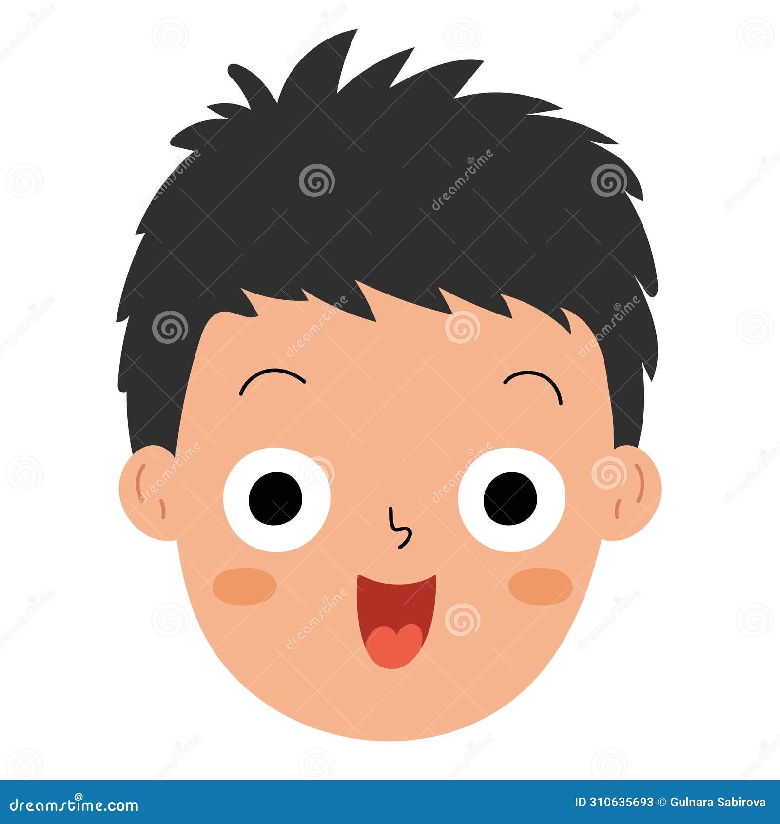 Happy Boy Face Emotion. Excited Little Kid Clipart Stock Illustration ...