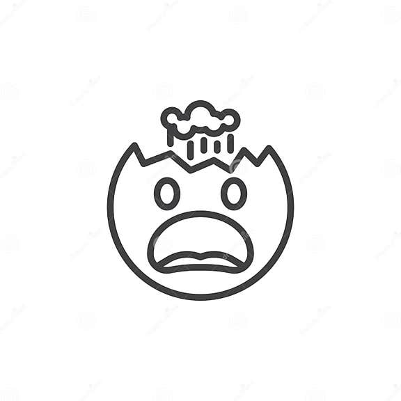 Face with Exploding Head Emoji Line Icon Stock Vector - Illustration of ...