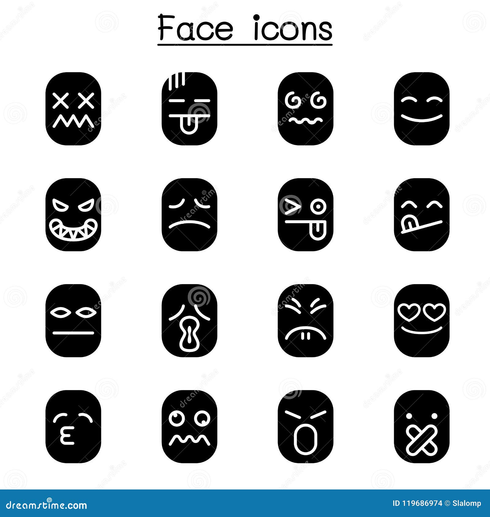 Face expression icon set stock vector. Illustration of people - 119686974