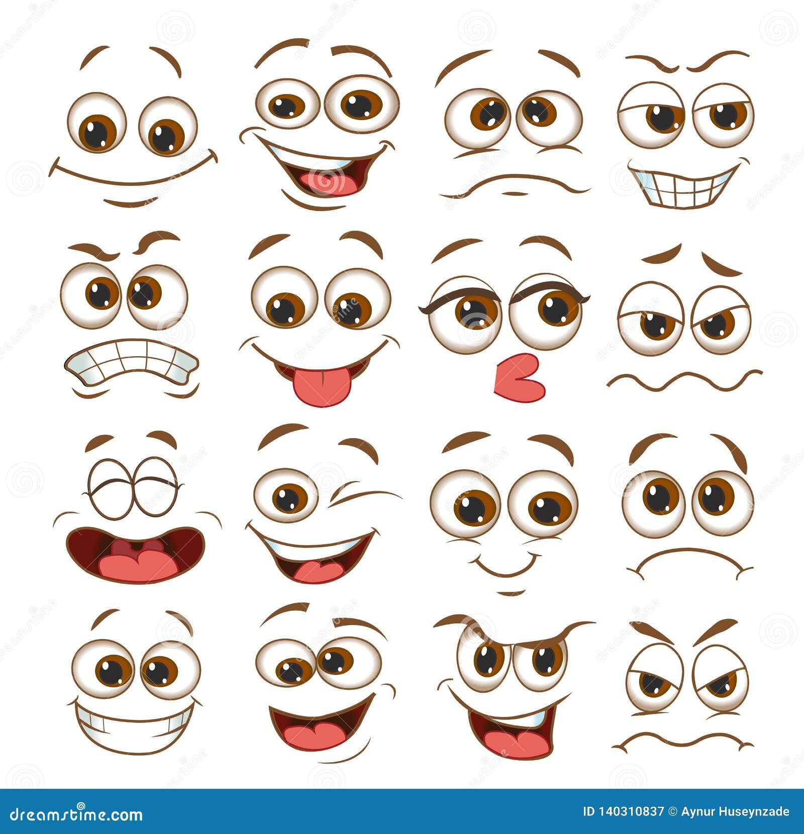 Face Expression Set. Vector Illustration Emoticon Cartoon ...