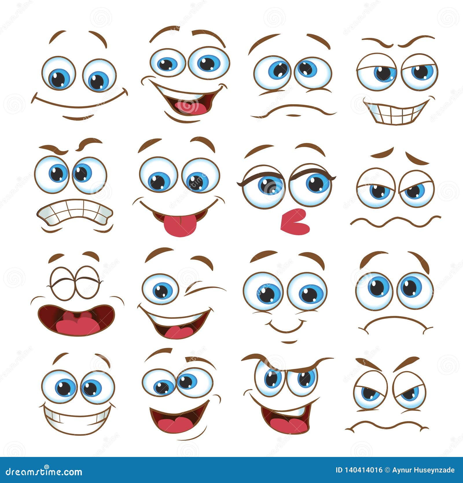 Face Expression Set. Vector Illustration Emoticon Cartoon Stock Vector ...