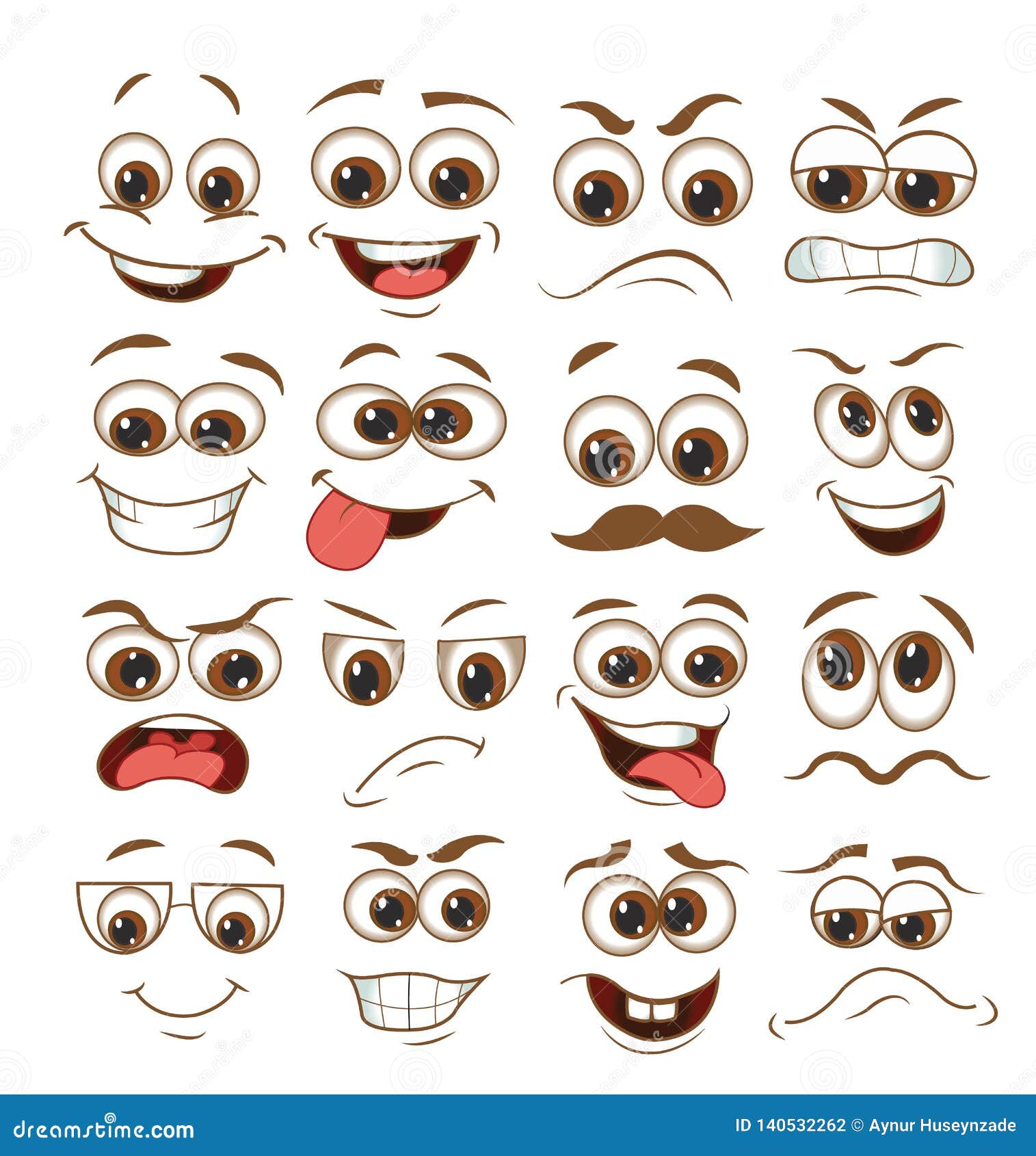 Face Expression Set. Vector Illustration Emoticon Cartoon ...