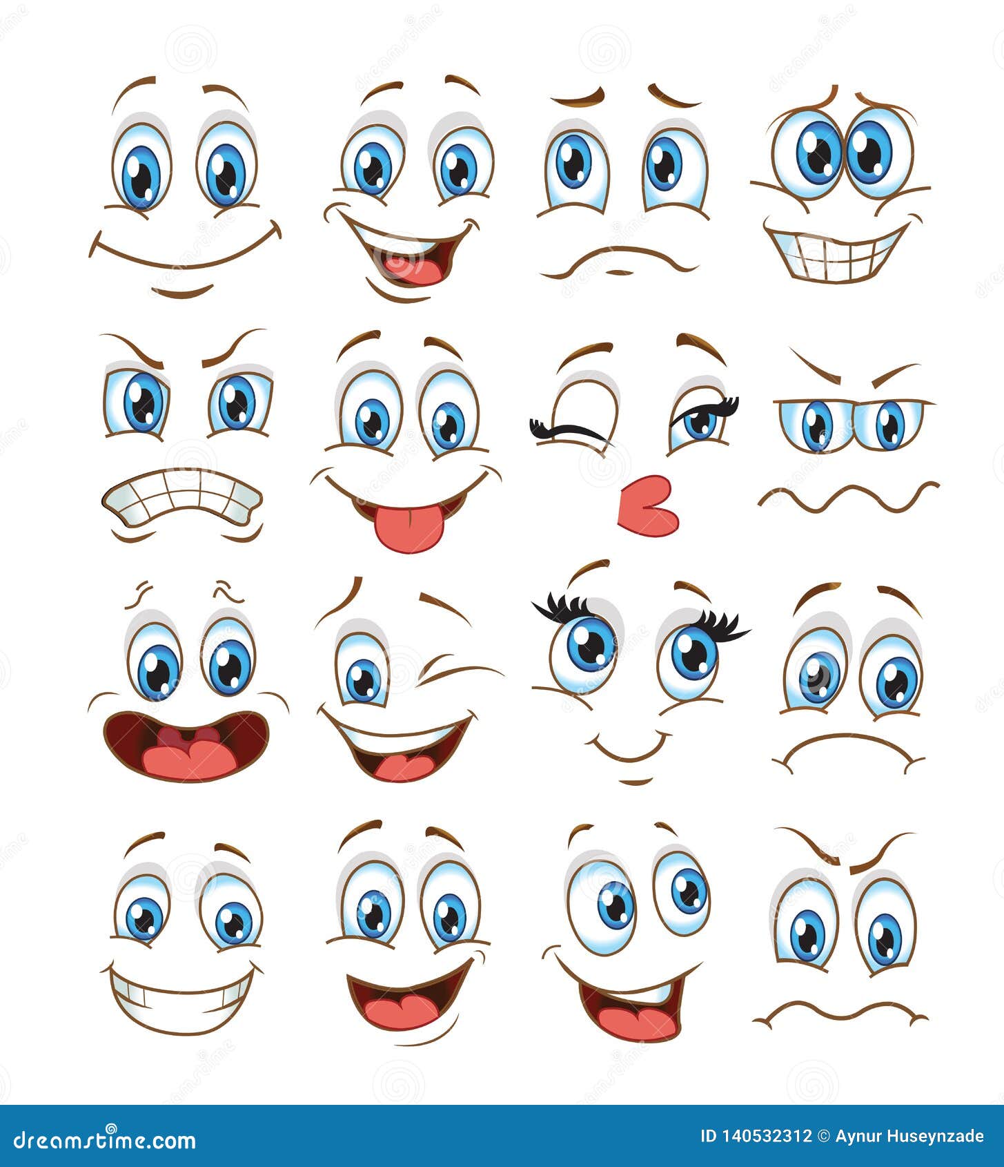 Face Expression Set. Vector Illustration Emoticon Cartoon ...
