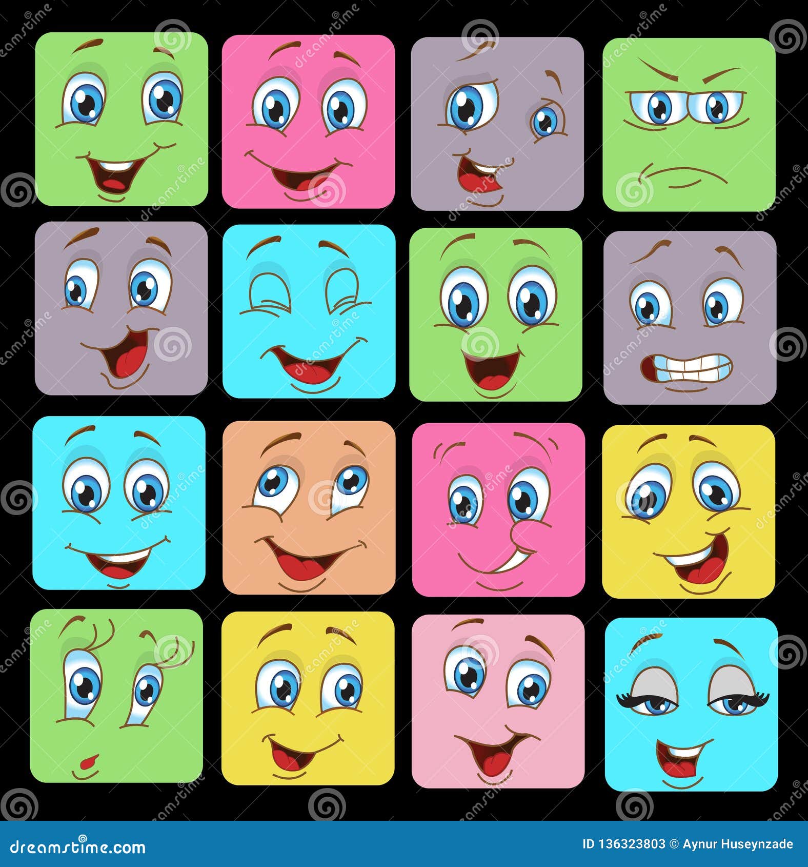 Square Cartoon Faces