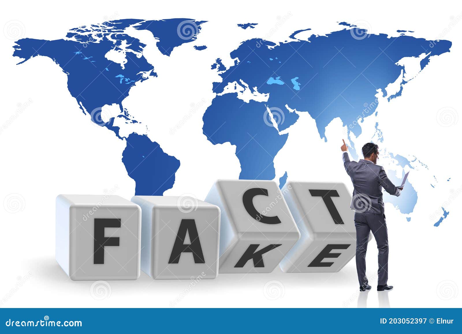 Face or Fact Concept with Turning Cubes Stock Illustration ...