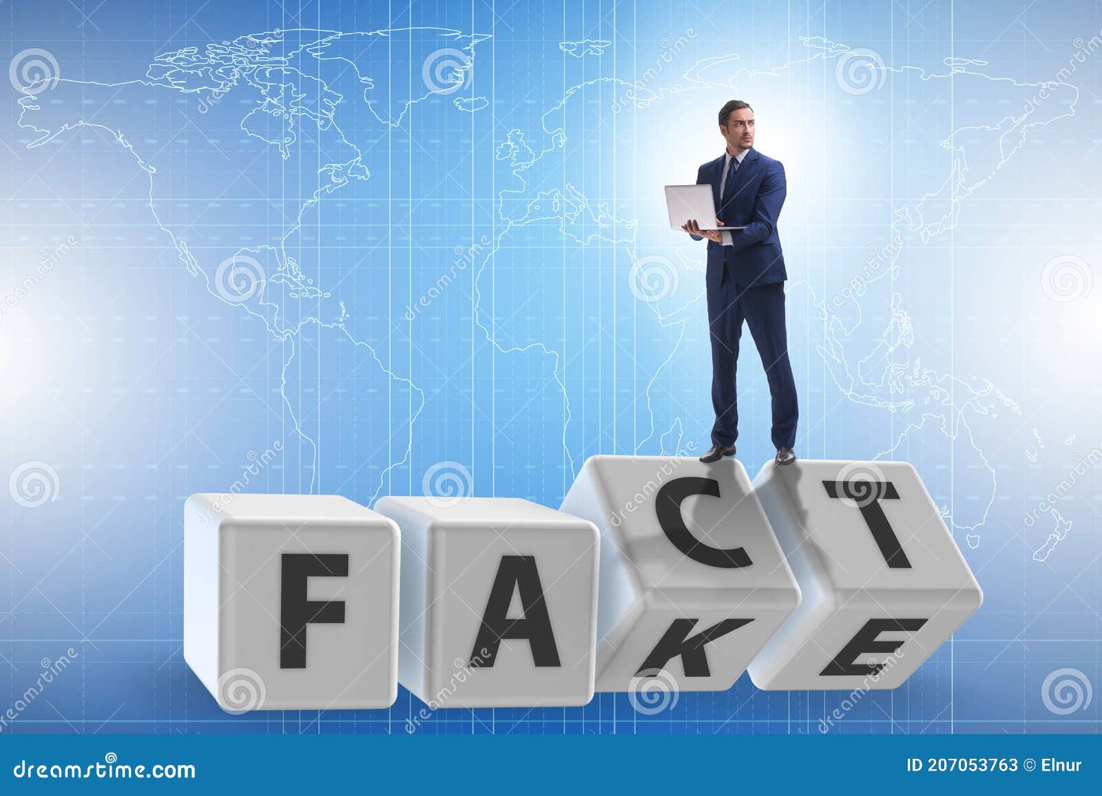 Face Or Fact Concept With Turning Cubes Royalty-Free Stock Photo ...