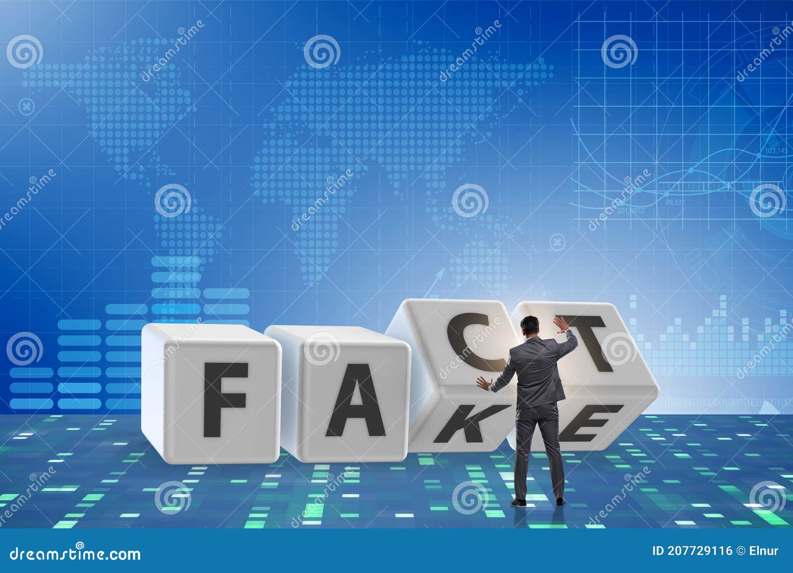 Face or Fact Concept with Turning Cubes Stock Photo - Image of ...