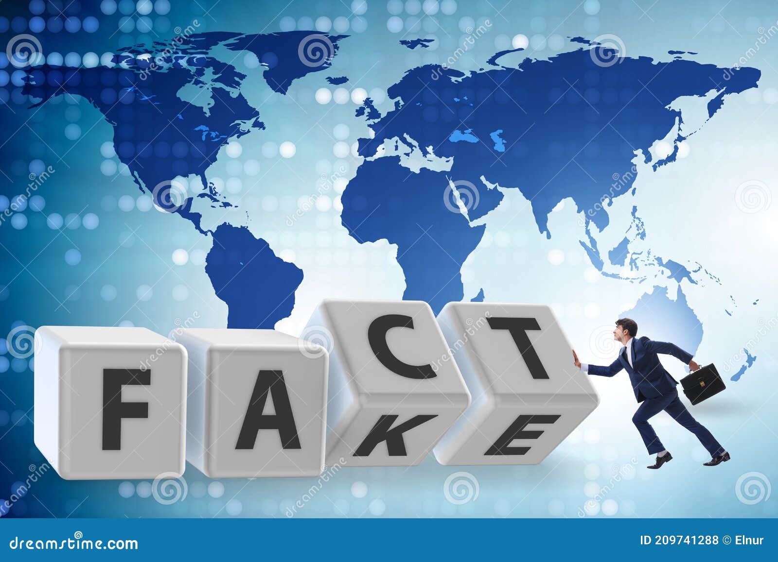 Face or Fact Concept with Turning Cubes Stock Photo - Image of business ...