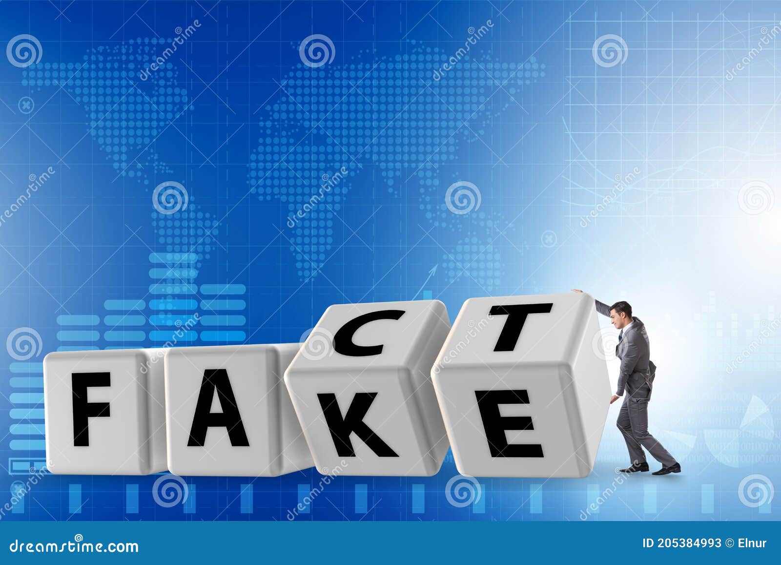 Face or Fact Concept with Turning Cubes Stock Image - Image of ...