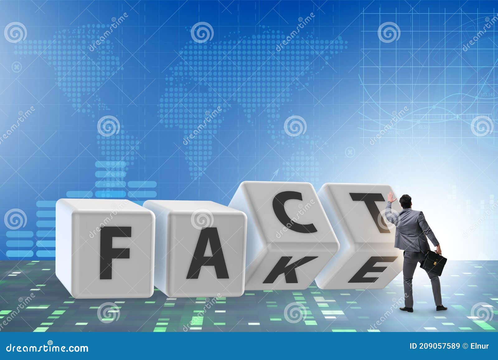Face or Fact Concept with Turning Cubes Stock Image - Image of fraud ...