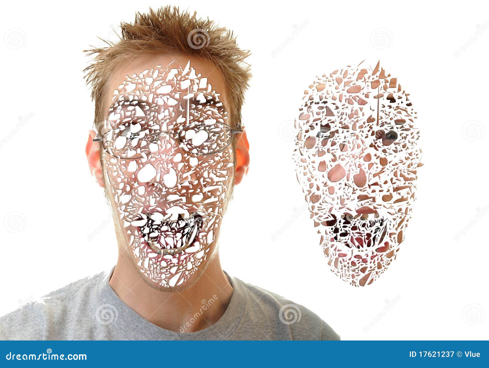 Face Falling Apart stock image. Image of isolated, white - 17621237