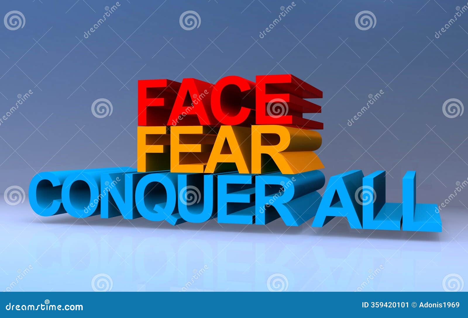 Face Fear Conquer All on Blue Stock Illustration - Illustration of ...