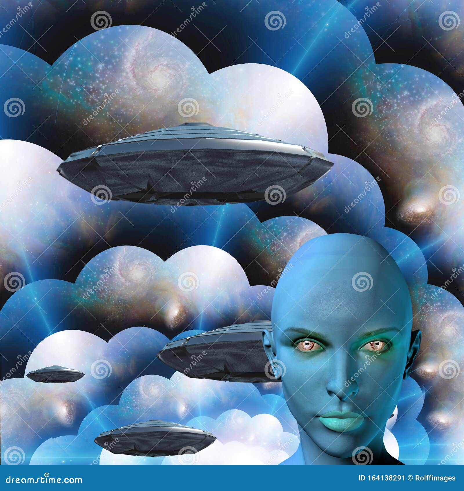 The face of an alien stock illustration. Illustration of female - 164138291