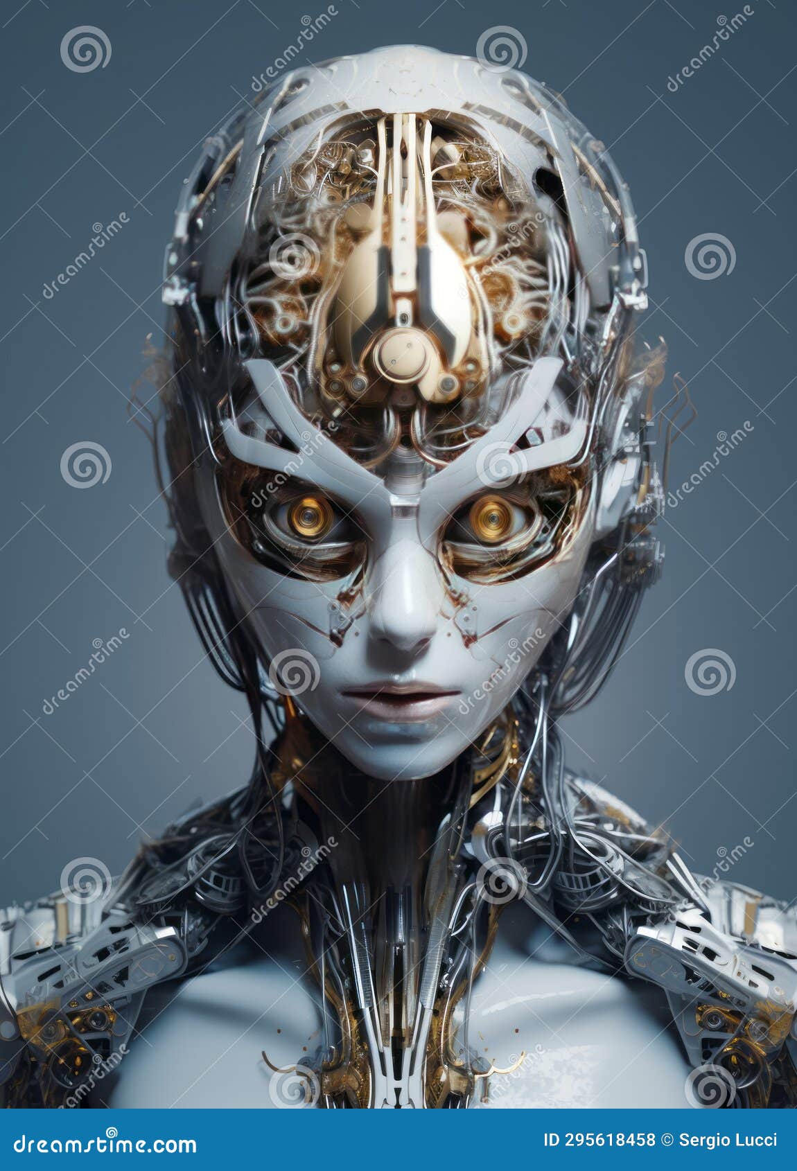 Face of a Female Robot, Artificial Intelligence Concept. Stock ... Face of a Female Robot, Artificial Intelligence Concept. Stock ...