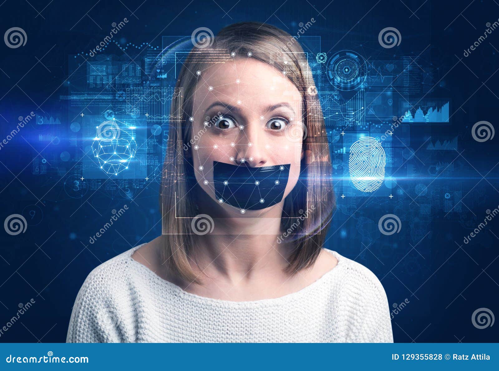 Face and Fingerprint Detection Concept Stock Photo - Image of control ...