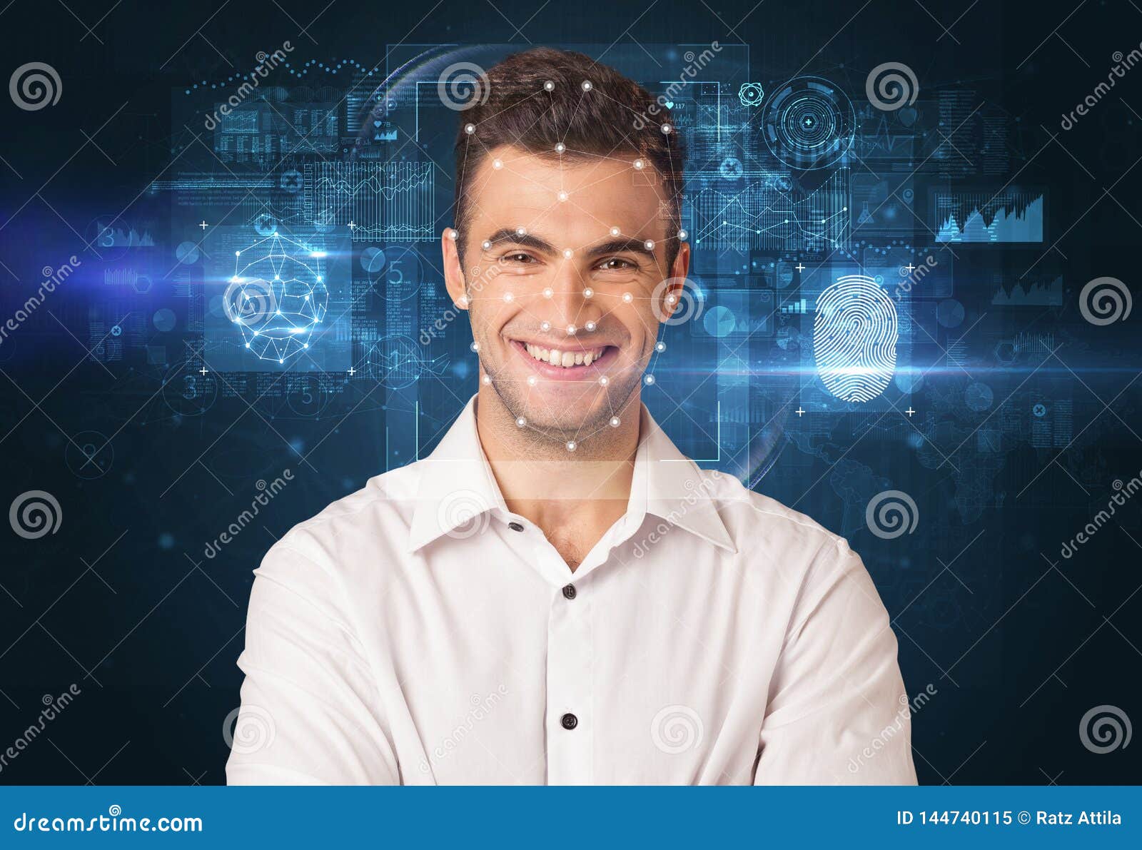 Face and Fingerprint Detection Concept Stock Illustration ...