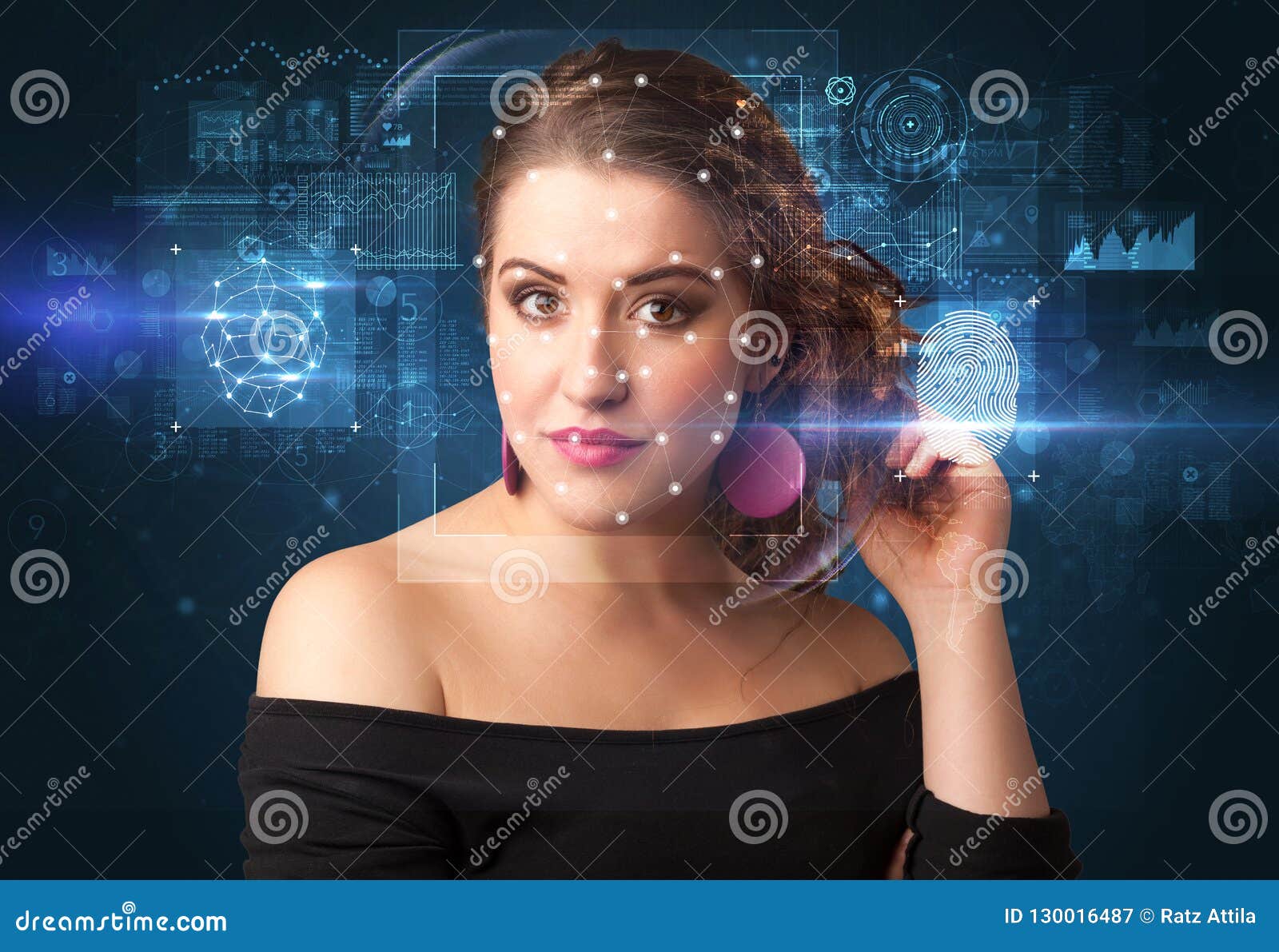 Face and Fingerprint Detection Concept Stock Image - Image of control ...