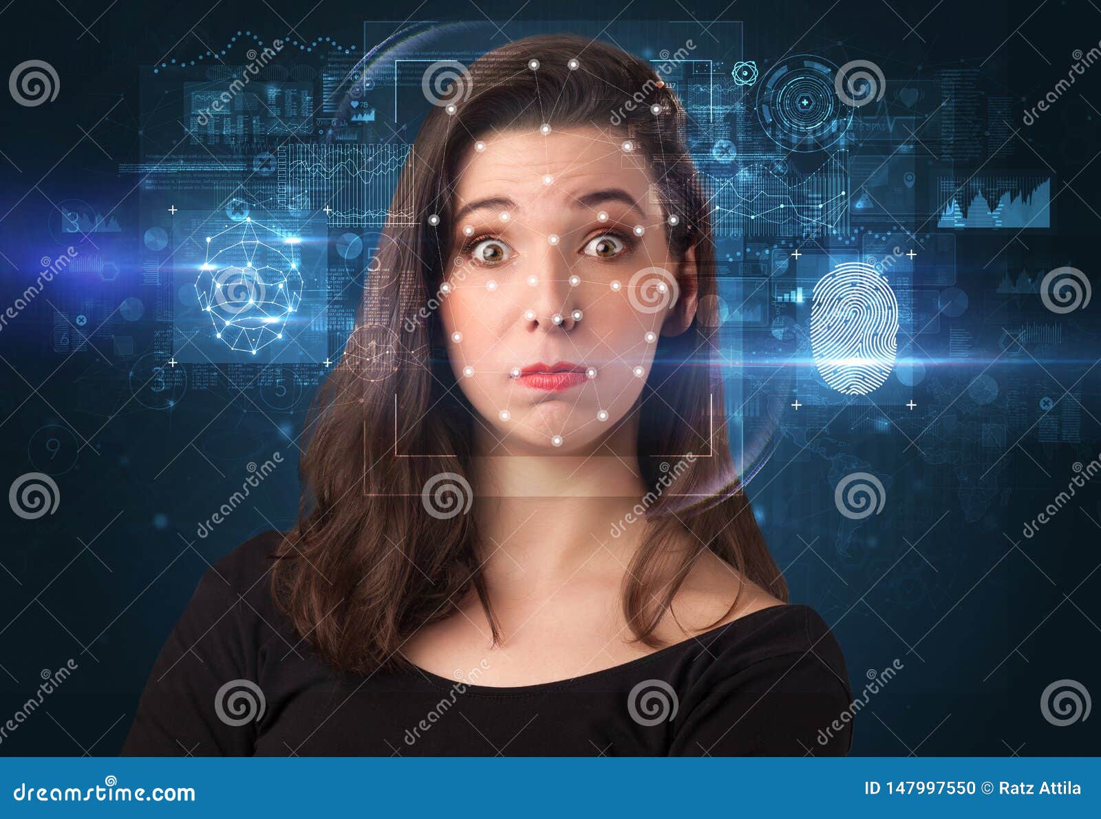 Face and Fingerprint Detection Concept Stock Photo - Image of digital ...