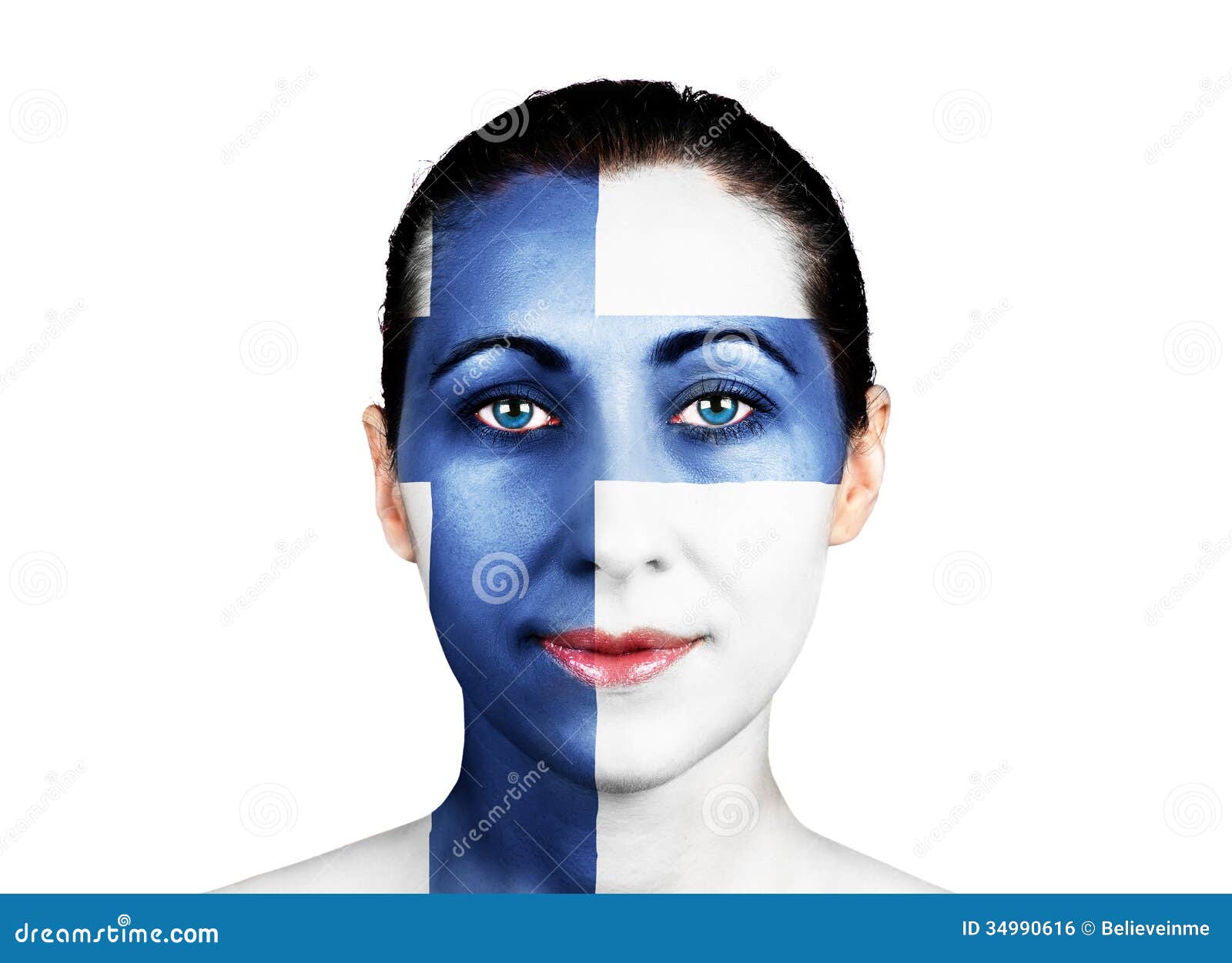 Face with the Finnish flag stock photo. Image of human - 34990616