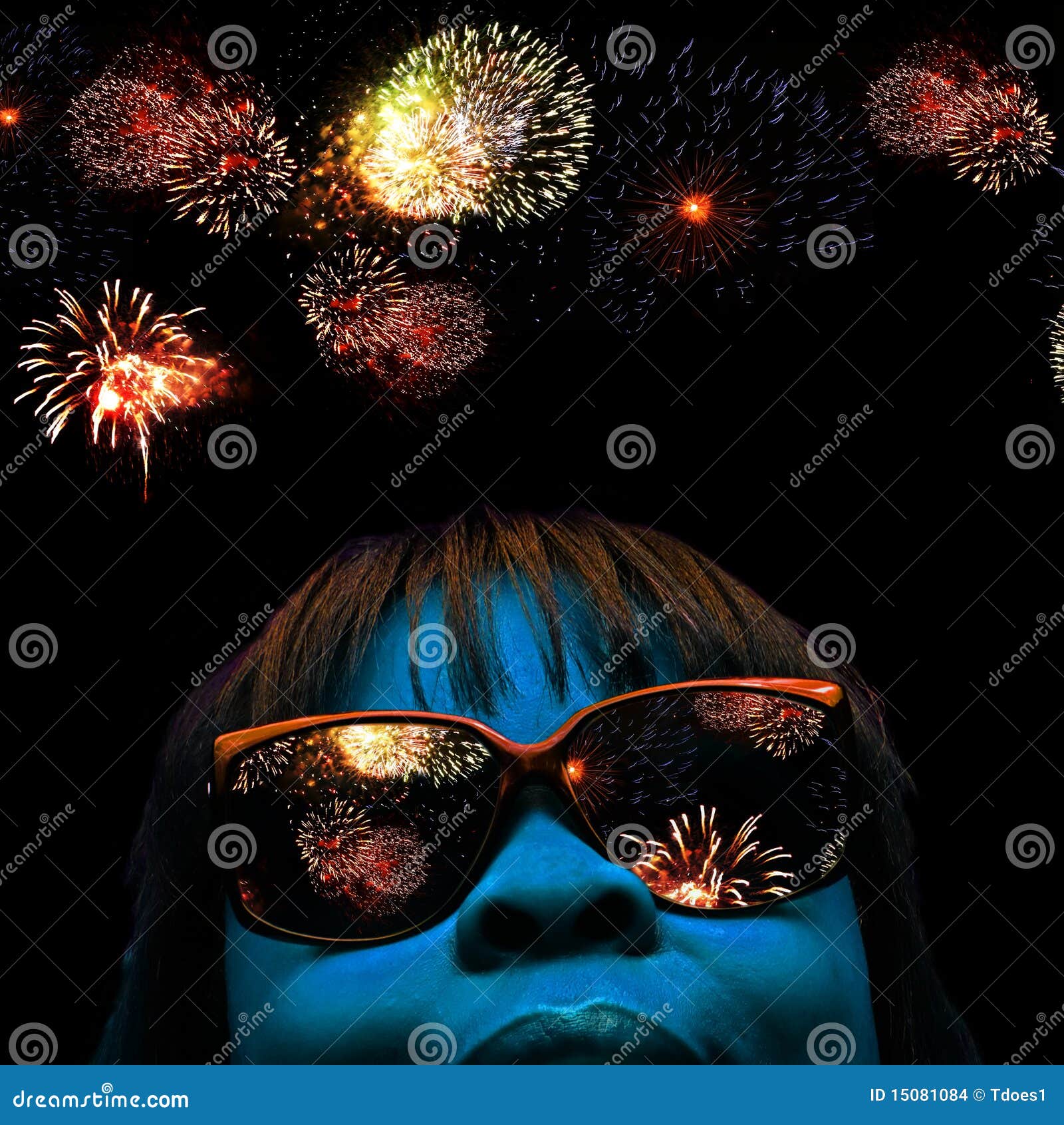 Face and fireworks stock photo. Image of african, blue - 15081084