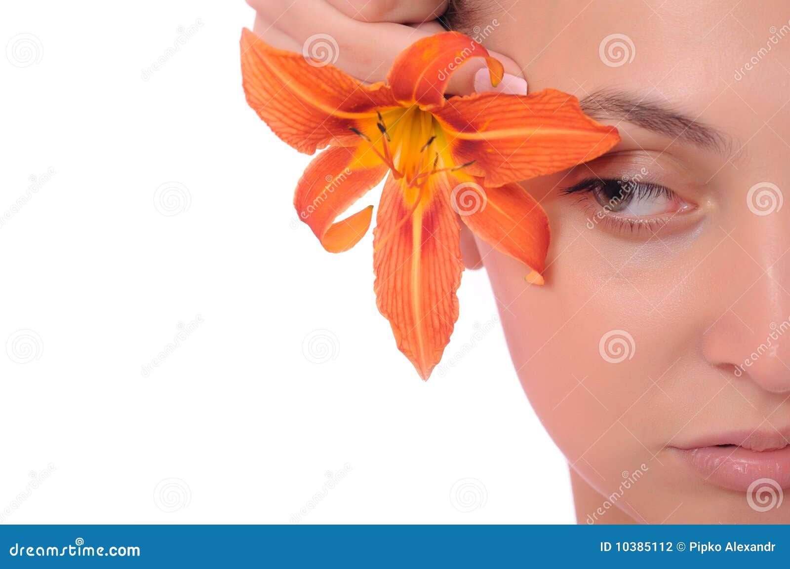 Face with a flower stock photo. Image of gentle, close - 10385112