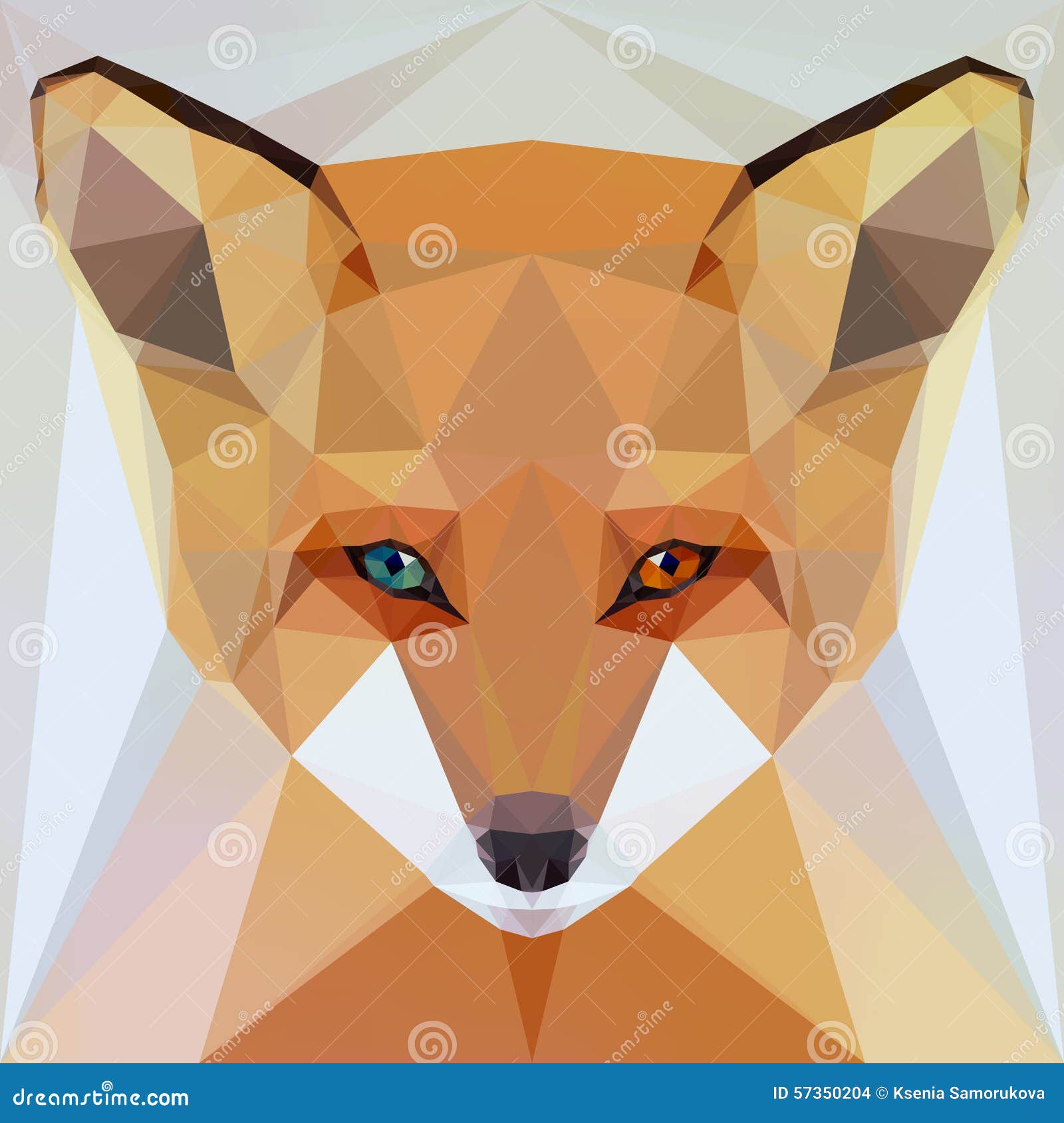 Face of a fox stock vector. Illustration of brown, mesh - 57350204