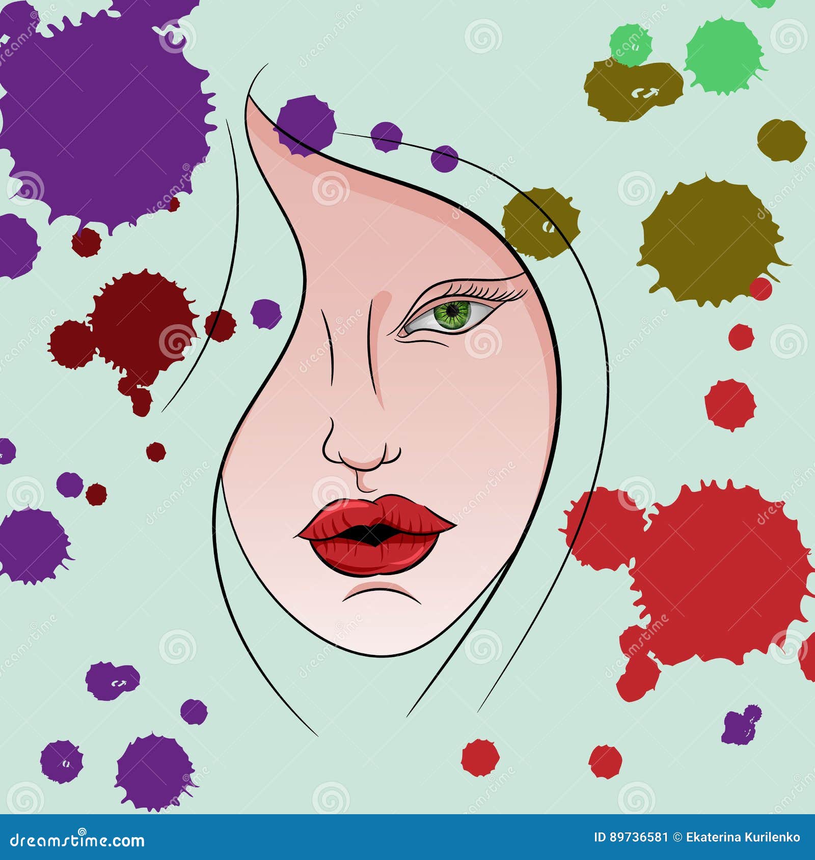 Face of a girl in blots stock vector. Illustration of abstraction ...