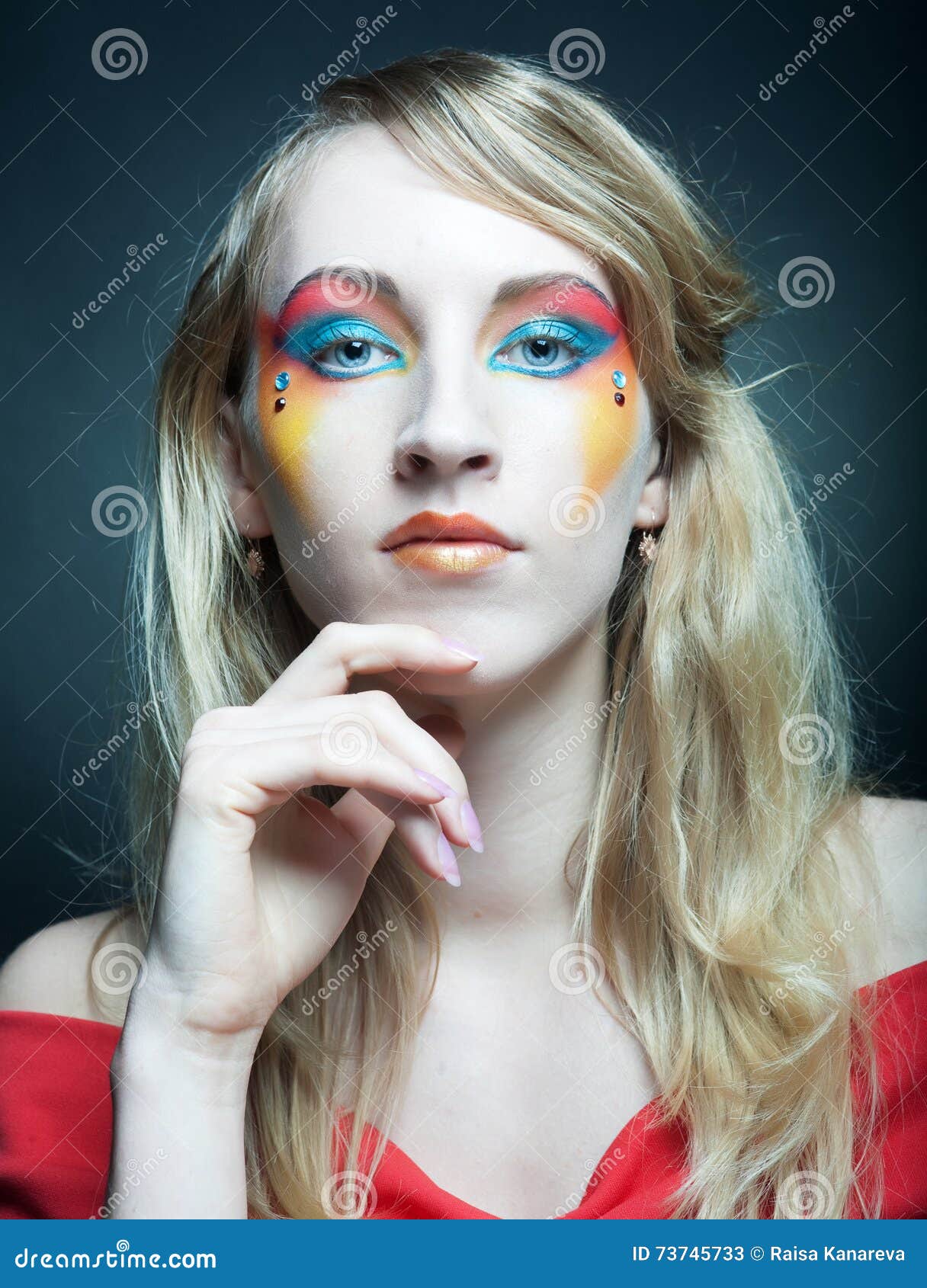 Face of a Girl with Creative Visage Stock Image - Image of background ...
