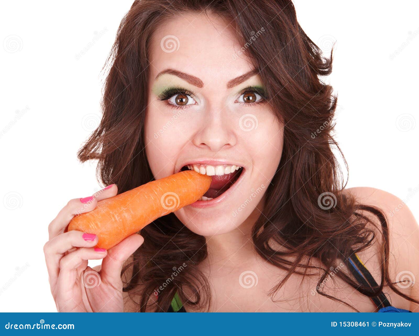 Face of Girl Eating Carrot. Stock Image - Image of human, isolated ...