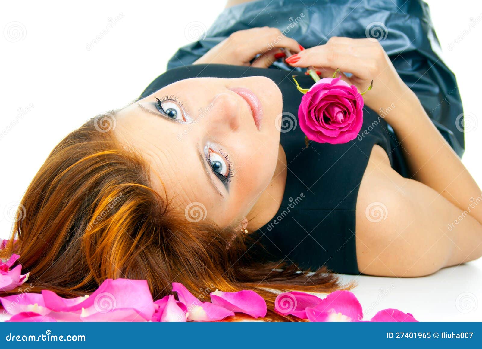 Face of the Girl with a Rose Stock Image - Image of cosmetics, glamour ...