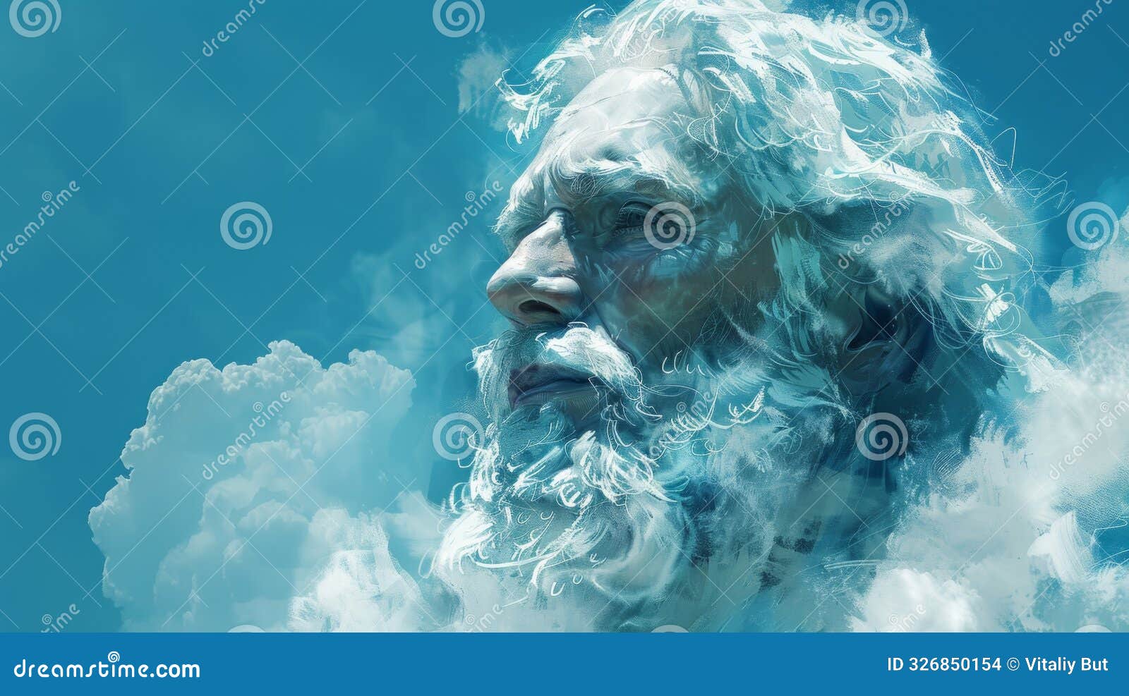 Face of a God, Formed by Clouds, Emerges in the Sky at Dusk, the ...