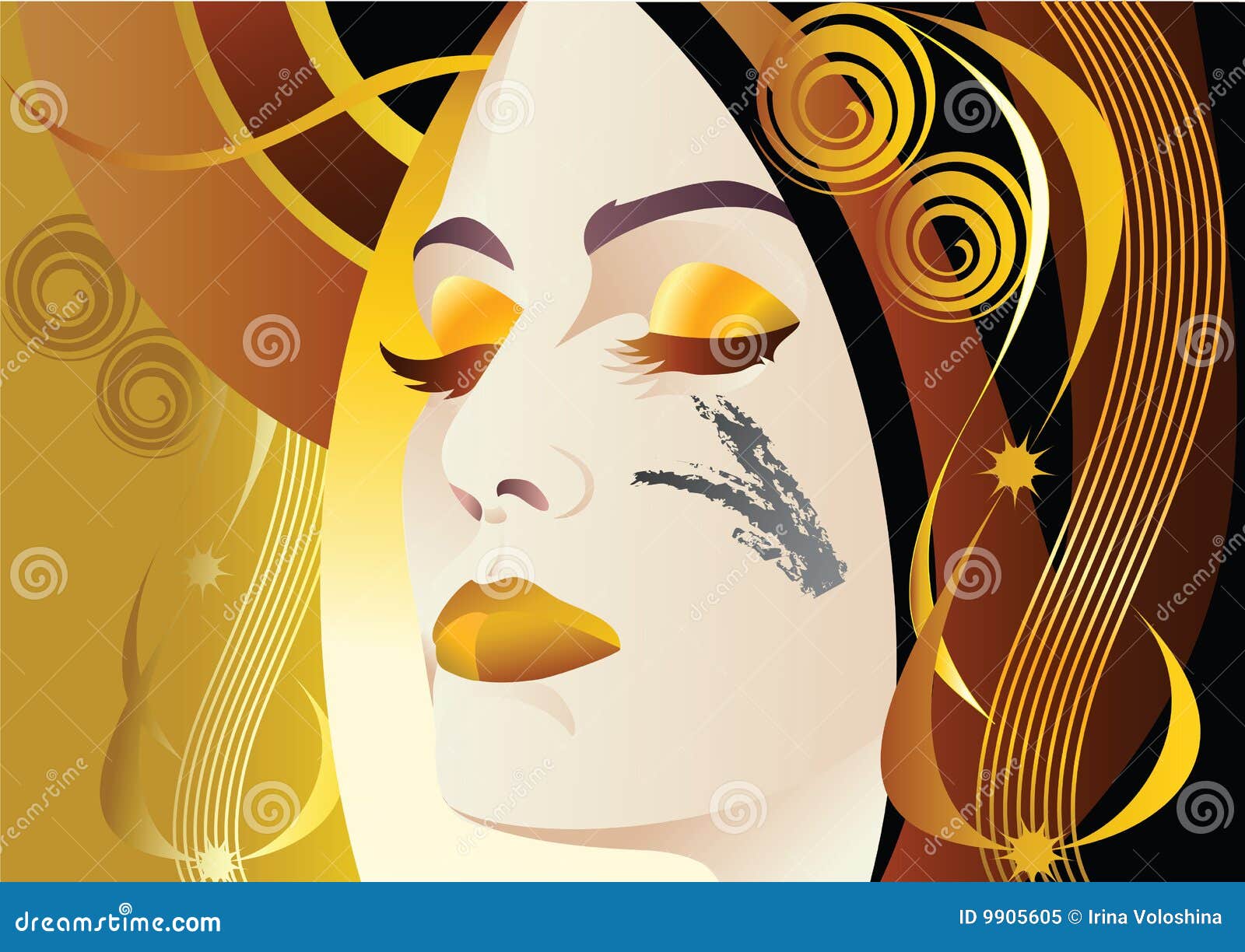 Face gold stock illustration. Illustration of gold, curl - 9905605