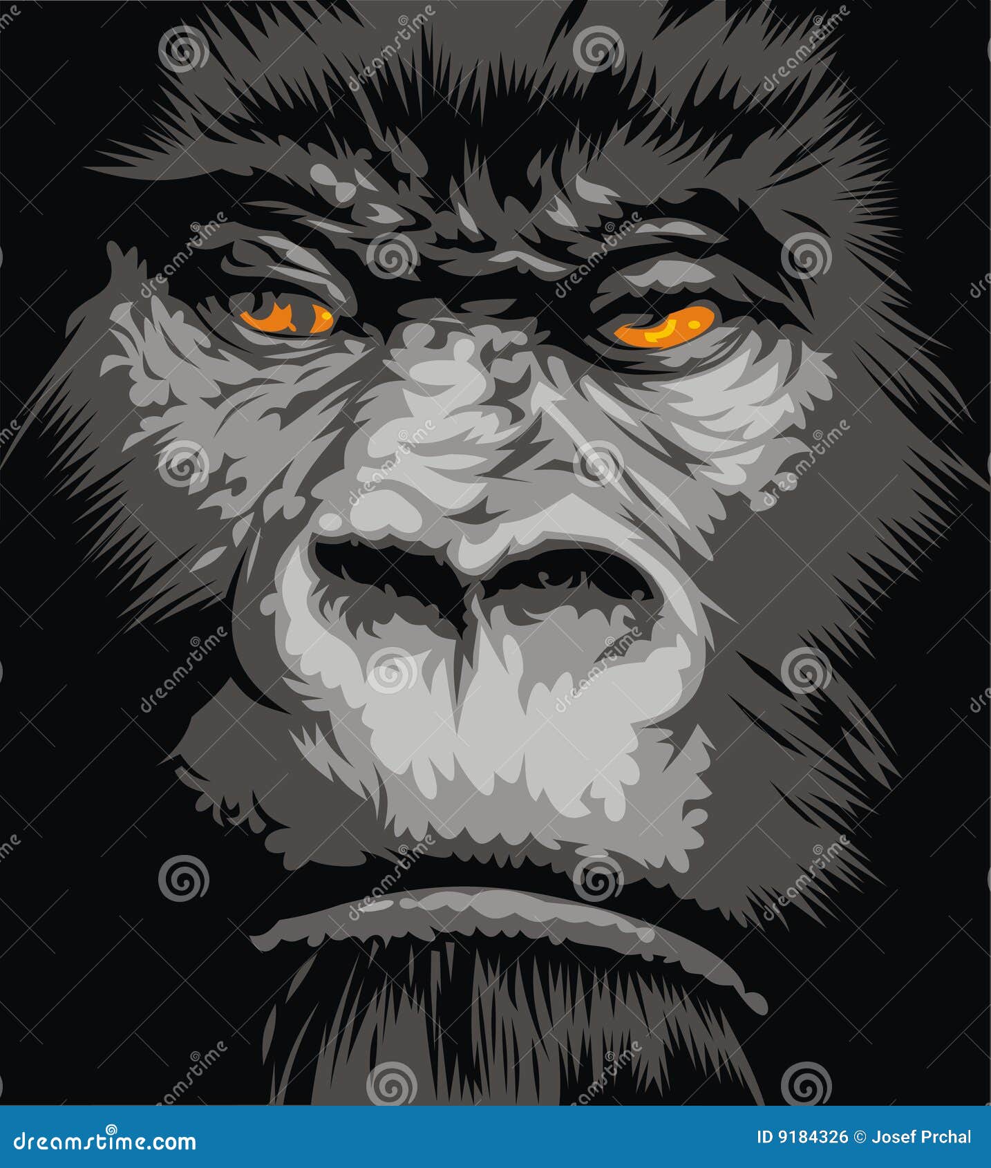 Angry Silverback Gorilla Face Drawing
