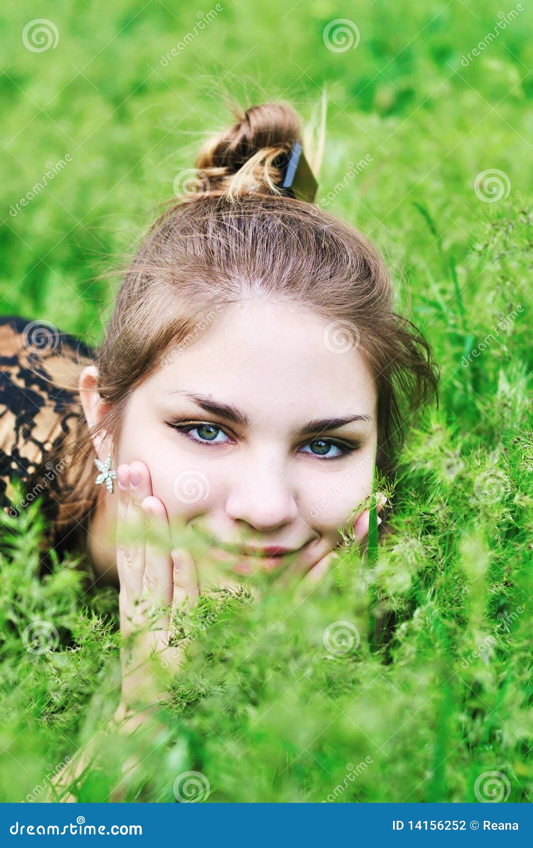 Face in grass stock photo. Image of cute, fresh, nature - 14156252