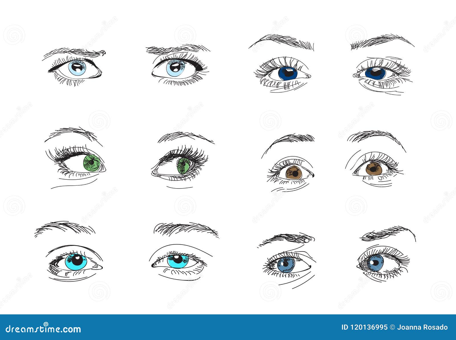 Hand Drawn Eyes Sketch. Moods Illustration. Face Elements. Stock Vector ...