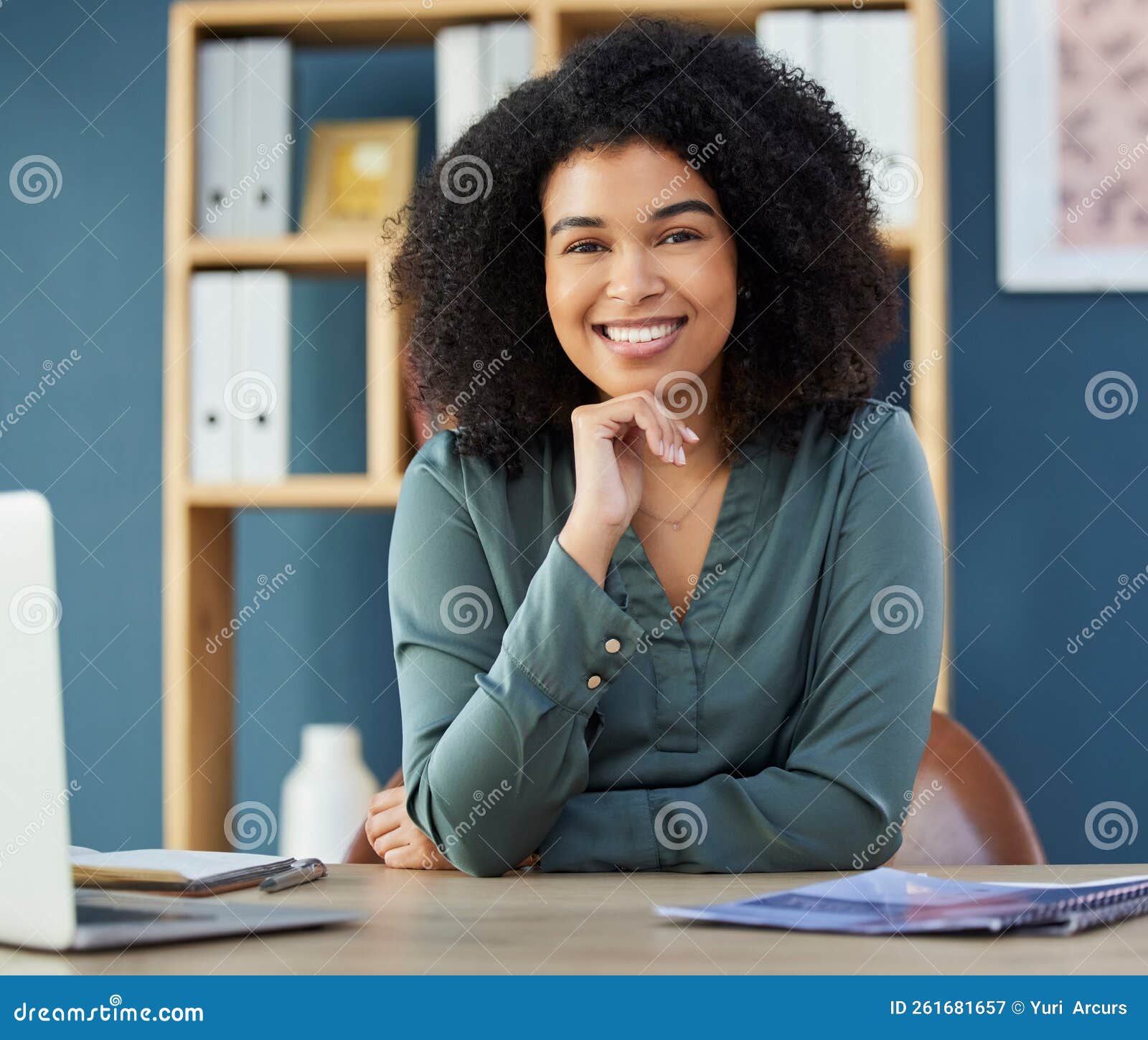 Face Happy And Human Resources With A Business Black Woman Sitting At