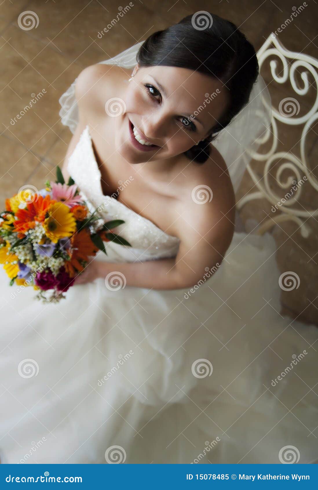 Face of a Happy Young Bride Stock Image - Image of bride, flowers: 15078485