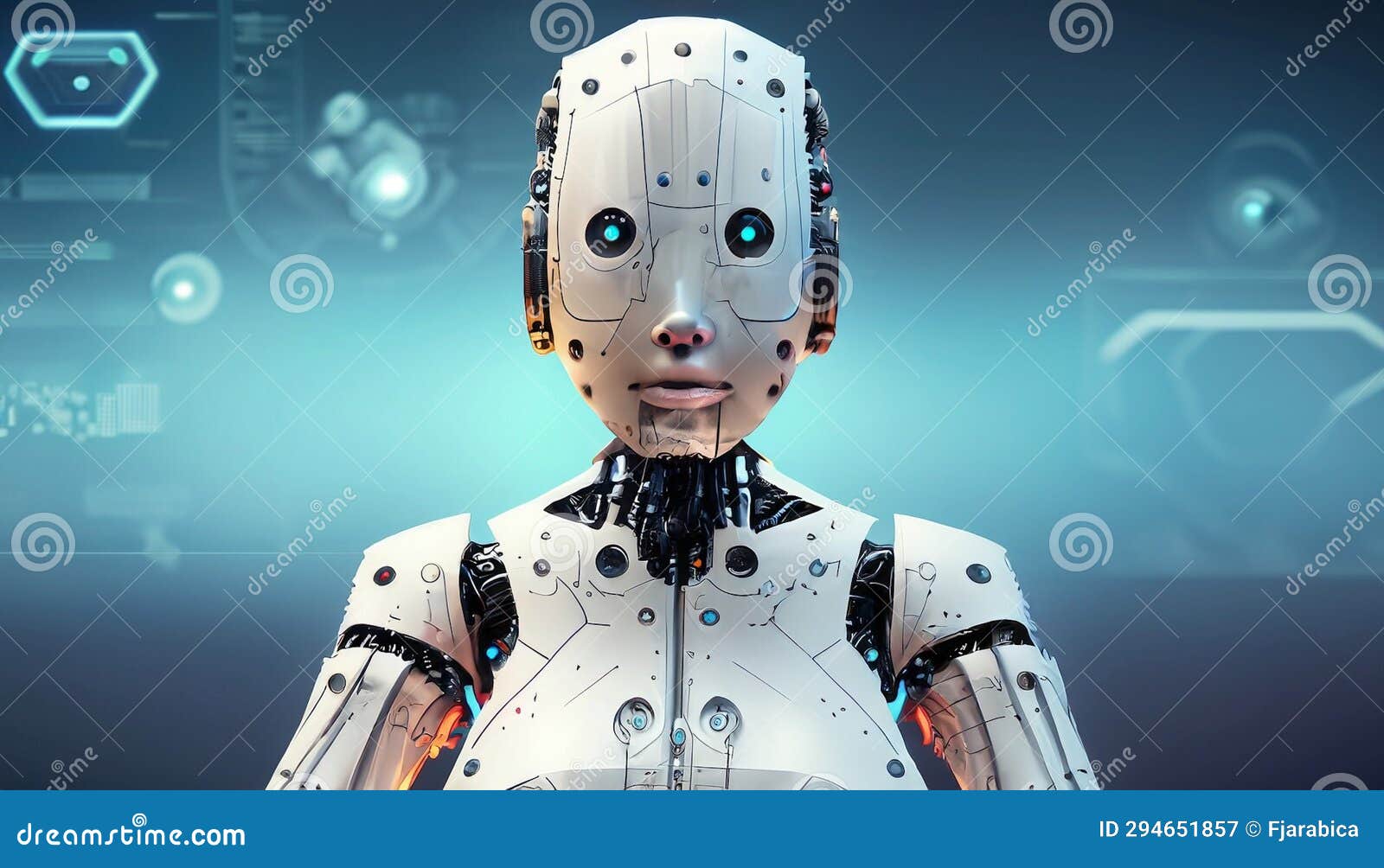 The Face of a Humanoid Robot Stock Illustration - Illustration of ...