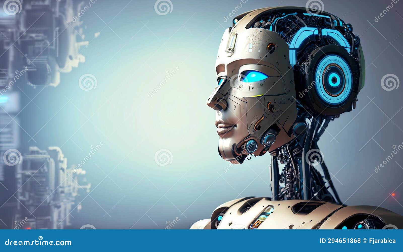The Face of a Humanoid Robot Stock Illustration - Illustration of ...