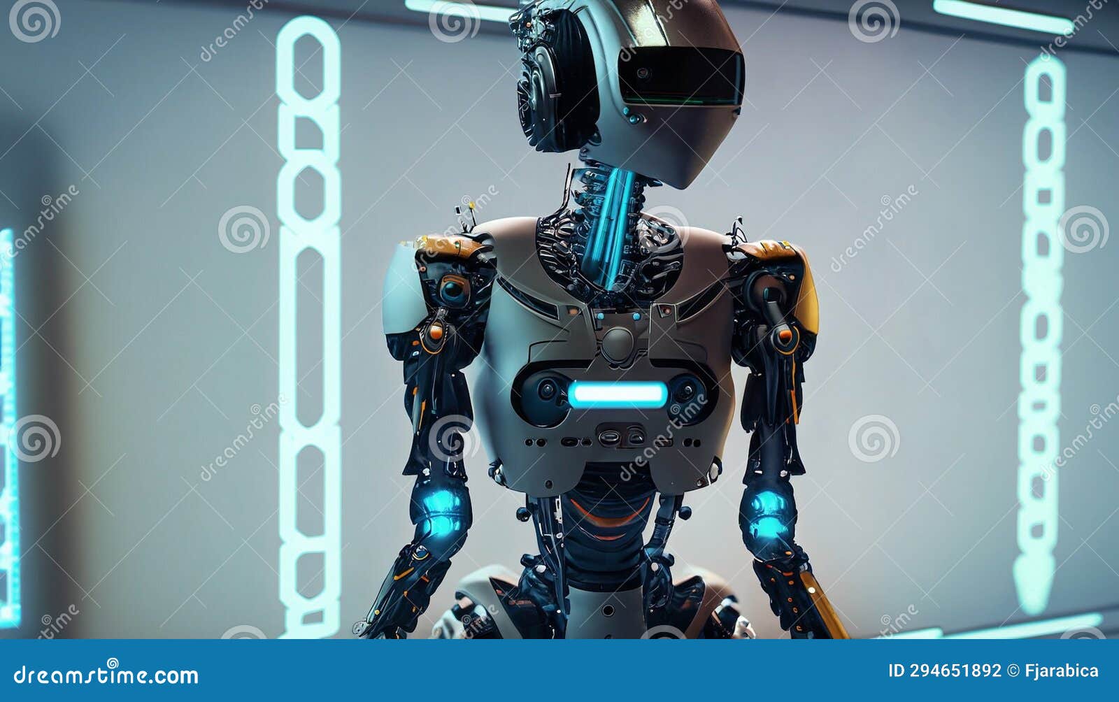 The Face of a Humanoid Robot Stock Illustration - Illustration of ...