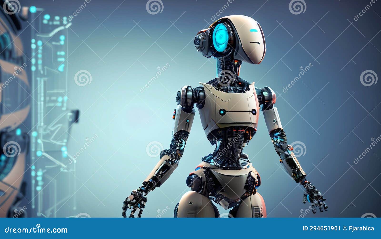 The Face of a Humanoid Robot Stock Illustration - Illustration of head ...