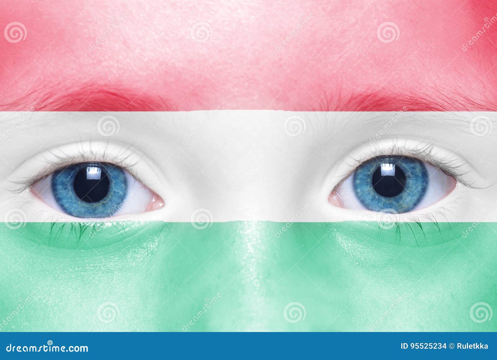 Face with hungarian flag stock photo. Image of national - 95525234