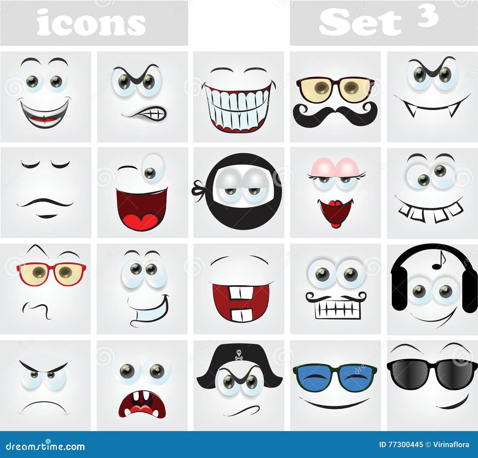 Face icons stock vector. Illustration of laugh, doodle - 77300445