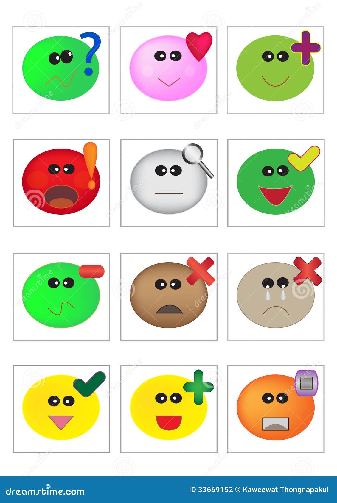 Face icons stock vector. Illustration of multiply, mark - 33669152