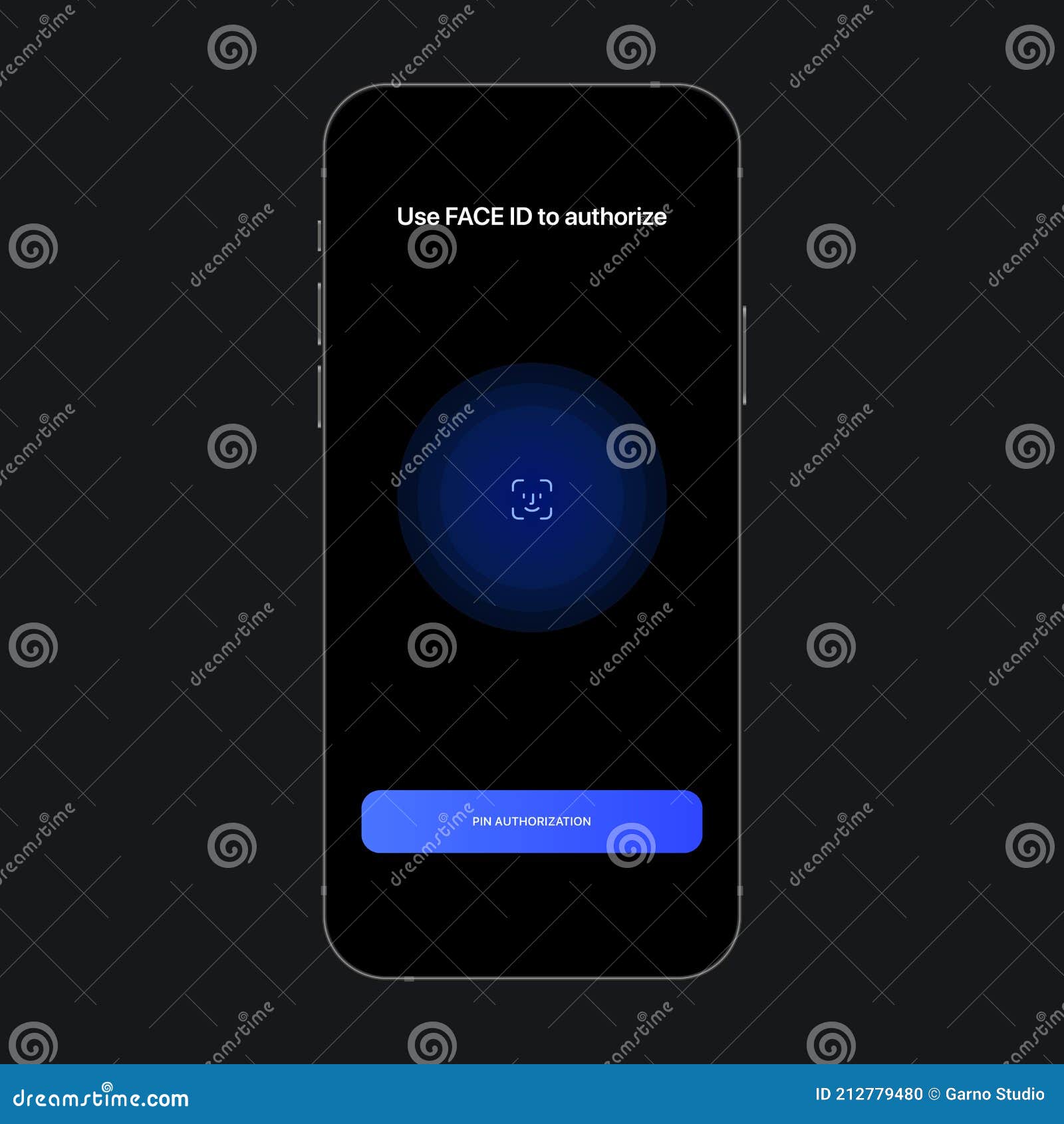 Face ID Authorization UI Screen Concept. Analytics App Stock Vector ...