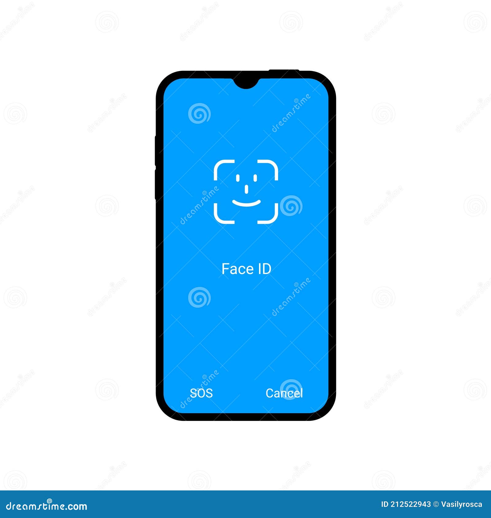 Face ID Facial Recognition User Verification. Phone Face Scan Biometric ...