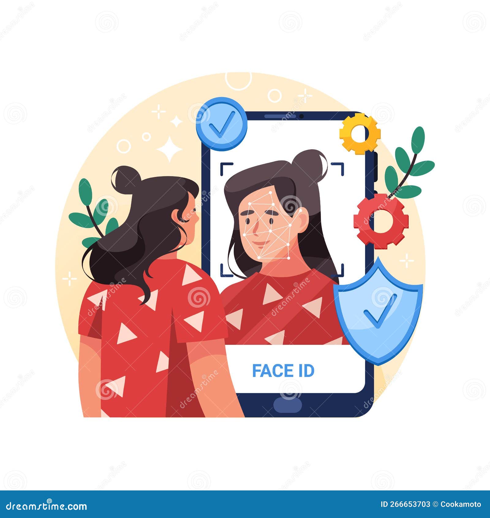 Face Id or Identification, Mobile Secure Unlock. Vector Banner or Image ...