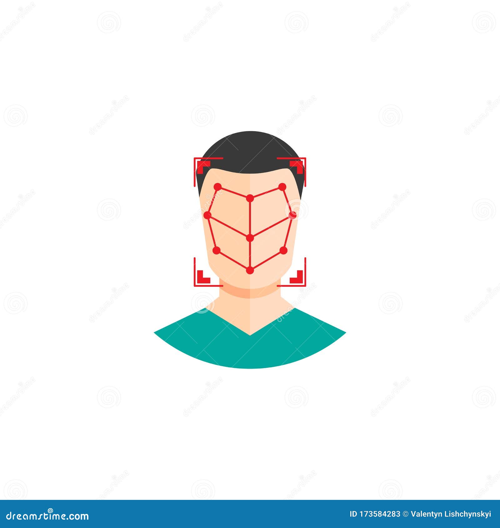 Face ID Man Icon on White Background. Vector Symbol Security Stock ...